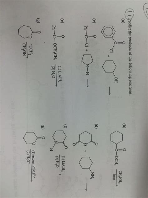 Solved Predict The Products Of The Following Reactions Chegg