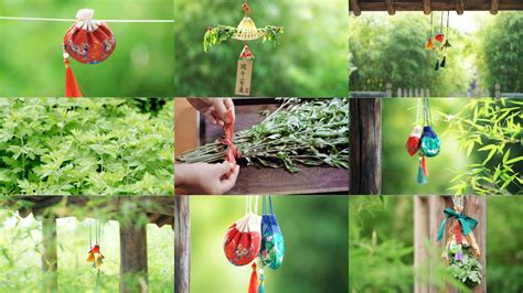 端午节艾叶艾草香囊香包视频素材下载