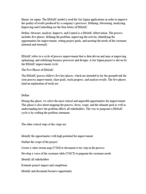 Dmaic And Approach Of Six Sigma Pdf Six Sigma Business Process