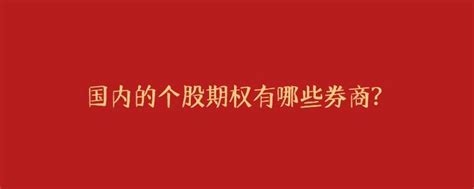 国内的个股期权有哪些券商？ 知乎