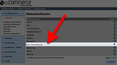 how to add or remove manufacturers in oscommerce web hosting hub