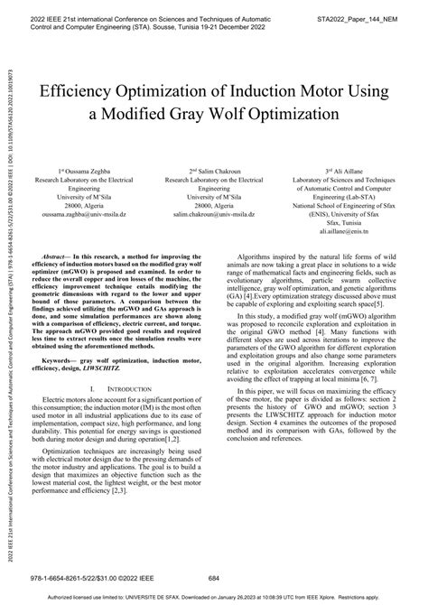 Pdf Efficiency Optimization Of Induction Motor Using A Modified Gray