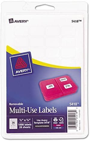 Amazon Com Avery Removable Rectangular Labels 0 31 X 0 5 Inches White Pack Of 1100 5412