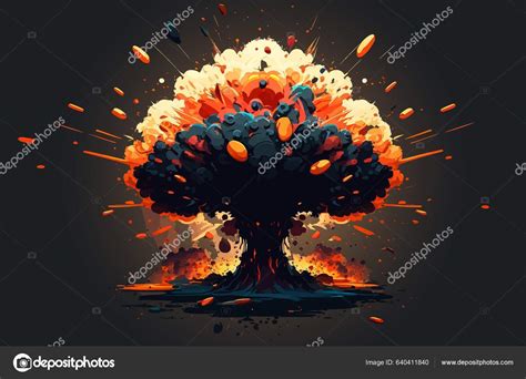 Explosion Danger Scale Weapon Splash Emotions Minimalism Cloud Mushroom Disaster Stock Vector By