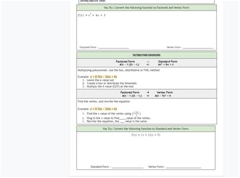 Converting Between 3 Forms Of Quadratic Equations Equivalent Functions