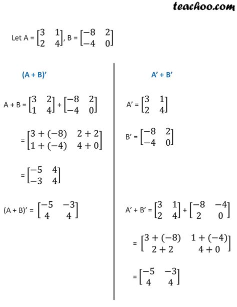 Transpose Of A Matrix In Maths With Examples Teachoo