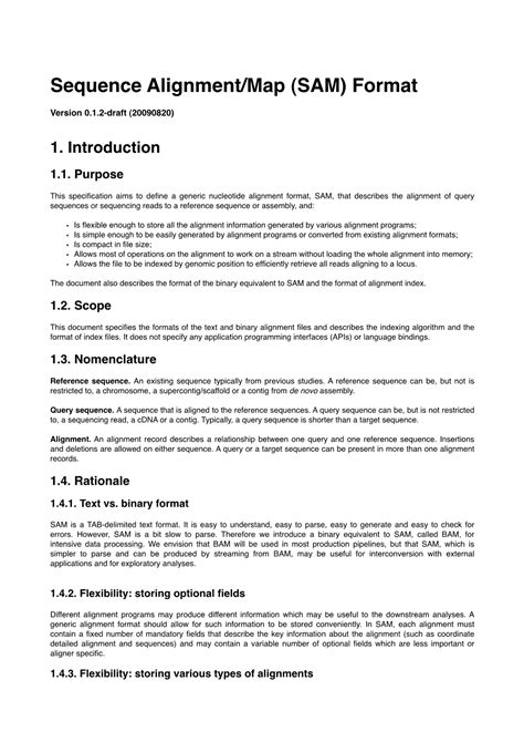 sequence alignment map sam format docslib