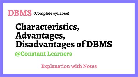 3 Characteristics Advantages Disadvantages Of Dbms Understand And Remember Concepts Made