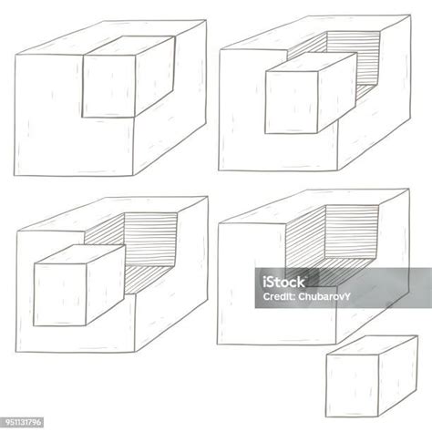 기하학적 인 숫자입니다 큐브 모양입니다 손으로 그린된 스케치 3차원 형태에 대한 스톡 벡터 아트 및 기타 이미지 3차원 형태