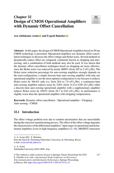 PDF Design Of CMOS Operational Amplifiers With Dynamic Offset Cancellation