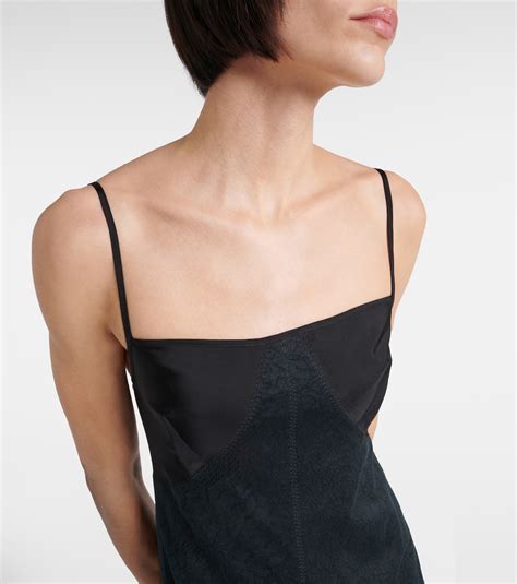 Lace Trimmed Cotton Blend Midi Dress In Black Jil Sander Mytheresa