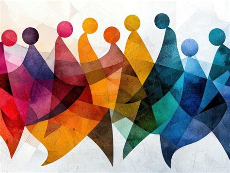A Colorful Abstract Representation Of Diverse Figures Symbolizing Community Unity And