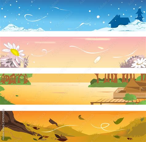 Four Seasons Banners Stock Vector Adobe Stock