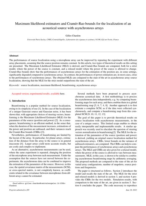 Pdf Maximum Likelihood Estimators And Cramér Rao Bounds For The