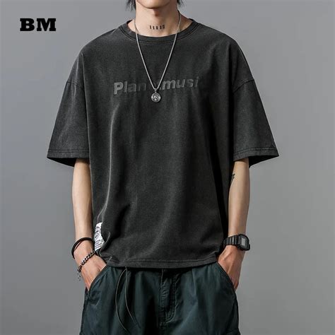 고품질 레터링 프린트 티셔츠 패션 캐주얼 반팔 하라주쿠 탑 남성 의류 일본 스트리트웨어 여름 2021티셔츠 Aliexpress