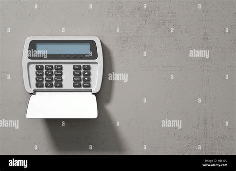 A 3d Render Of A Home Security Keypad Access Panel With Buttons And A Blank Illuminated Screen