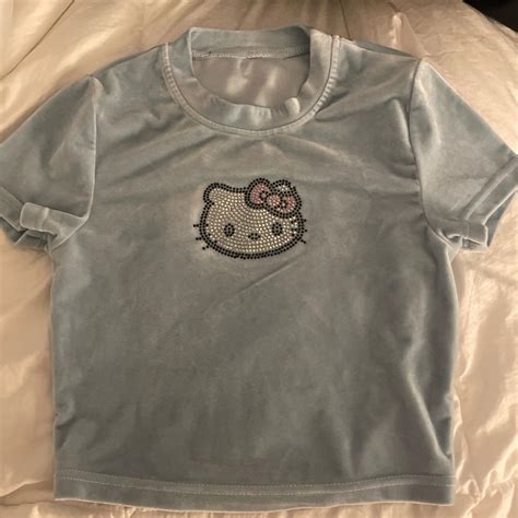 Hello Kitty Blur Velvet Crop Top Like New Size S Depop