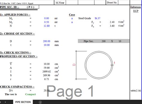 Design Of Steel Pipe Section Excel Sheets