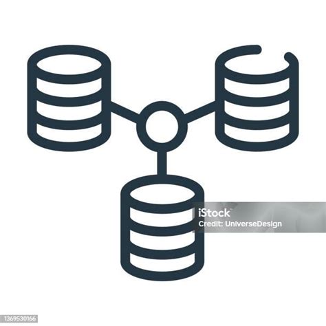 Database Interconnected Thin Line Icon Interconnected Laptop Linear Icons From Business And