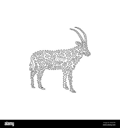 Single One Line Drawing Of Cute Antelope Abstract Art Continuous Line