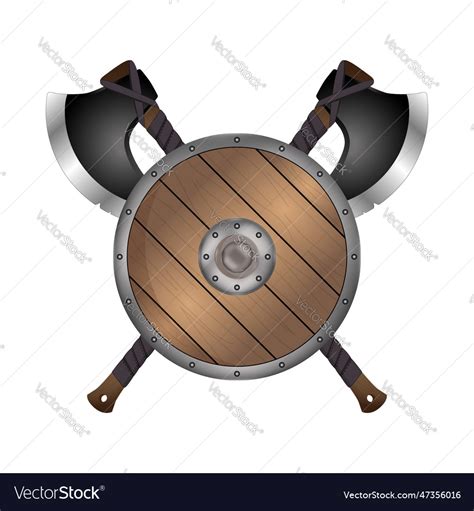 Shield And Axe Emblem Royalty Free Vector Image