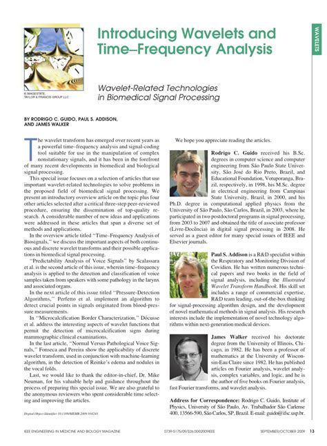 Pdf Introducing Wavelets And Time Frequency Analysis Introduction To The Special Issue