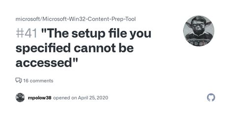 the setup file you specified cannot be accessed · issue 41