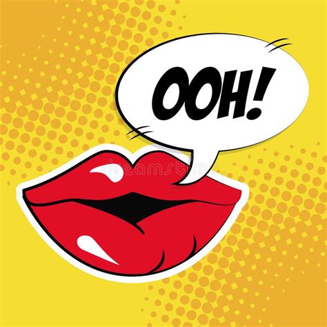 Set Female Lips Bubble Speech Pop Art Stock Vector Illustration Of Background Kitsch 110226956