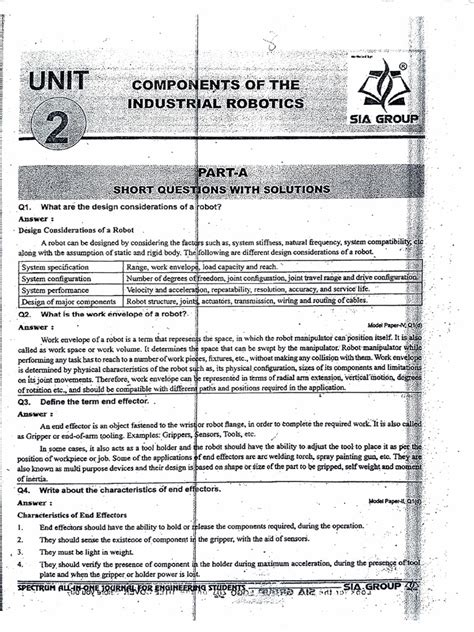 Industrial Robotics R16 Unit 2 Pdf Actuator Machines