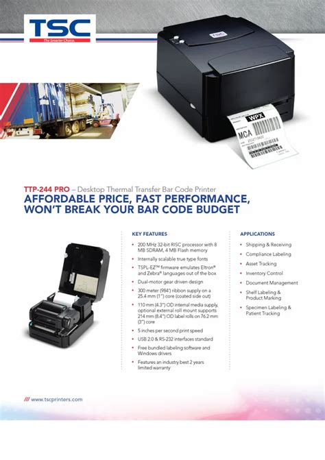 TSC TTP 244 Pro Barcode Label Printer Max Print Width 4 Inches At Rs 11800 In Chennai