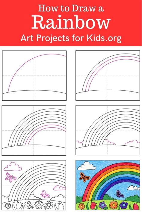 Easy How To Draw A Rainbow Tutorial Video And Rainbow Coloring Page Rainbow Drawing Art