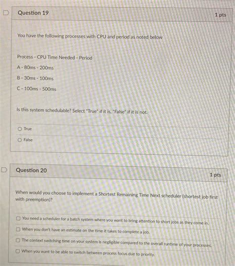 Solved Question 19 1 Pts You Have The Following Processes Chegg Com