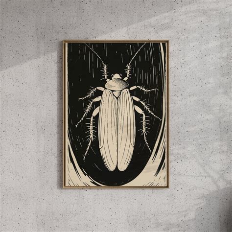 Cockroach Franz Kafka Book Poster Vintage Insect Linocut Print Ornament Trending Now Moody