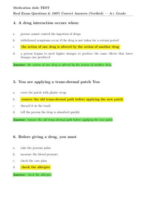 Medication Aide Test Updated 300 Questions And Answers 2024 2025 Verified Answers Etsy