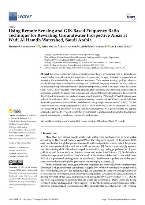 Pdf Using Remote Sensing And Gis Based Frequency Ratio Technique For Revealing Groundwater