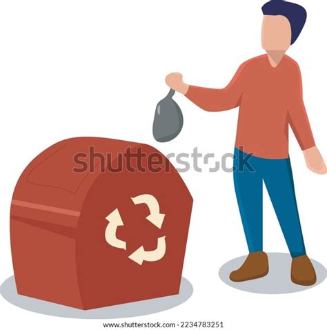 Vector Illustration Man Throwing Garbage Recycling Stock Vector Royalty Free 2234783251
