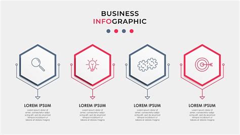아이콘과 4가지 옵션 또는 단계가 있는 비즈니스 인포그래픽 디자인 템플릿 벡터입니다 프로세스 다이어그램 프레젠테이션 워크플로 레이아웃 배너 플로우 차트 정보 그래프에 사용할