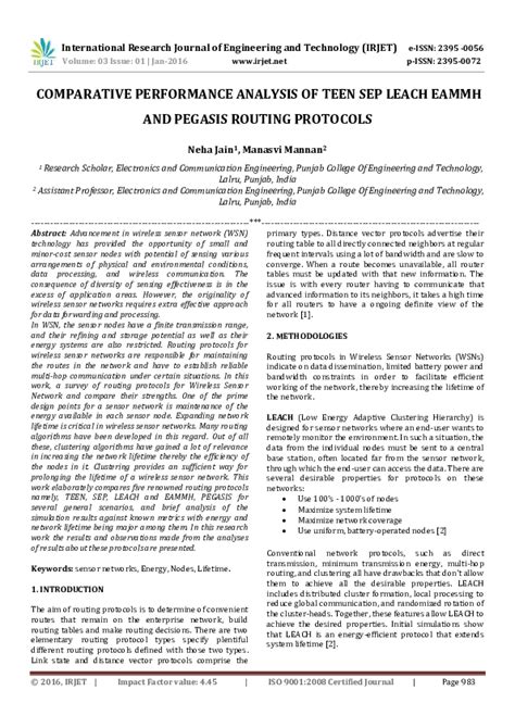 Pdf Comparative Performance Analysis Of Teen Sep Leach Eammh And