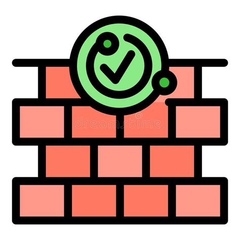 Firewall Protecting Data With Checkmark Symbol On Brick Wall Icon Stock
