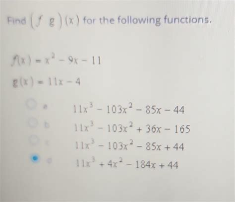 Solved Find Fg X For The Following Functions Chegg Com
