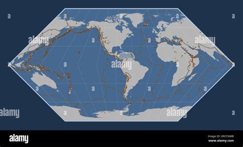 Shape Of The Caribbean Tectonic Plate On The Solid Contour Map In The Eckert I Projection