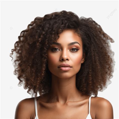 곱슬머리를 가진 멋진 초상화 젊은 아프리카계 미국인 여성 멋진 초상화 젊은 아프리카계 미국인 곱슬 머리를 가진 여자 검은색 Png 일러스트 및 이미지 에 대한 무료