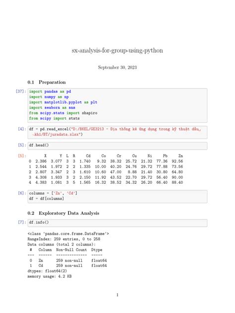 sx analysis for group using python pdf