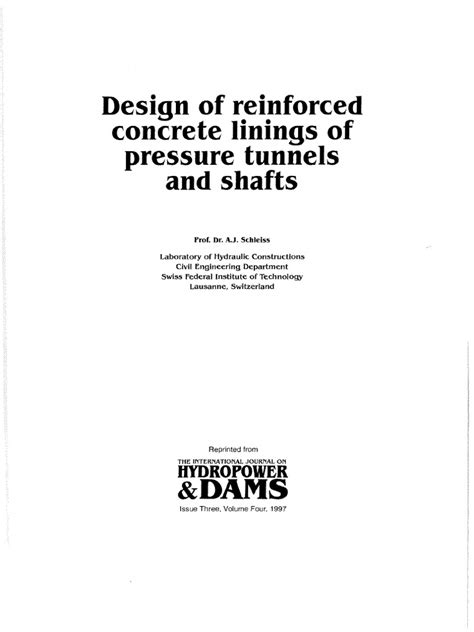 Design Of Reinforced Concrete Linings Of Pressure Tunnels And Shafts