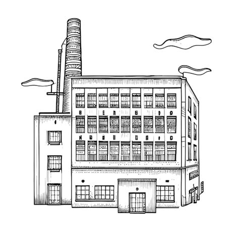 Premium Vector Factory Retro Simple Hand Drawn Engraving Style Sketch