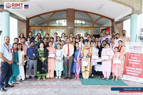 Five Day Faculty Development Programme Organized By Rimt University