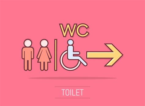 만화 스타일의 터 만화 Wc 화장실 아이콘 남성과 여성 화장실 표지 그림 픽토그램 Wc 비즈니스 스플래시 효과 개념 프리미엄 벡터