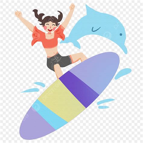 여름 일러스트 해변 서핑 보드 여름 놀이 아이 Png 일러스트 및 Psd 이미지 무료 다운로드 Pngtree