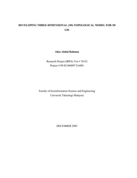 Pdf Developing Three Dimensional Topological Model For 3d Gis