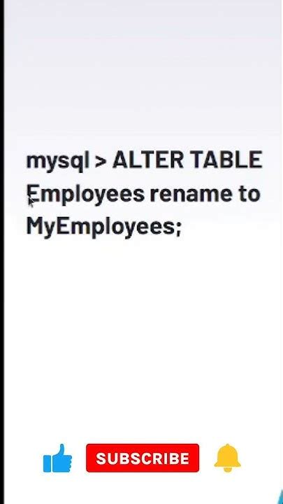 Rename Table 🔥viral🔥 Mysql Viral Viralshorts Mysql Viralvideo Youtube